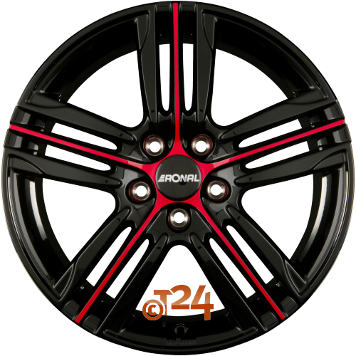 19 Zoll RONAL R57 für Fiat 500X 334 in MCR Jetblack-Red Spoke